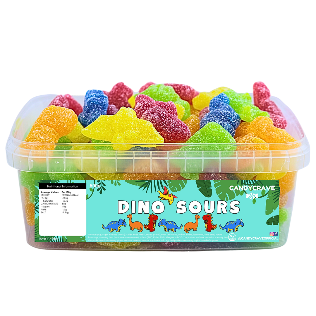 Candycrave Dino Sours Tub: Fizzy Fruity Dinosaur Sweets