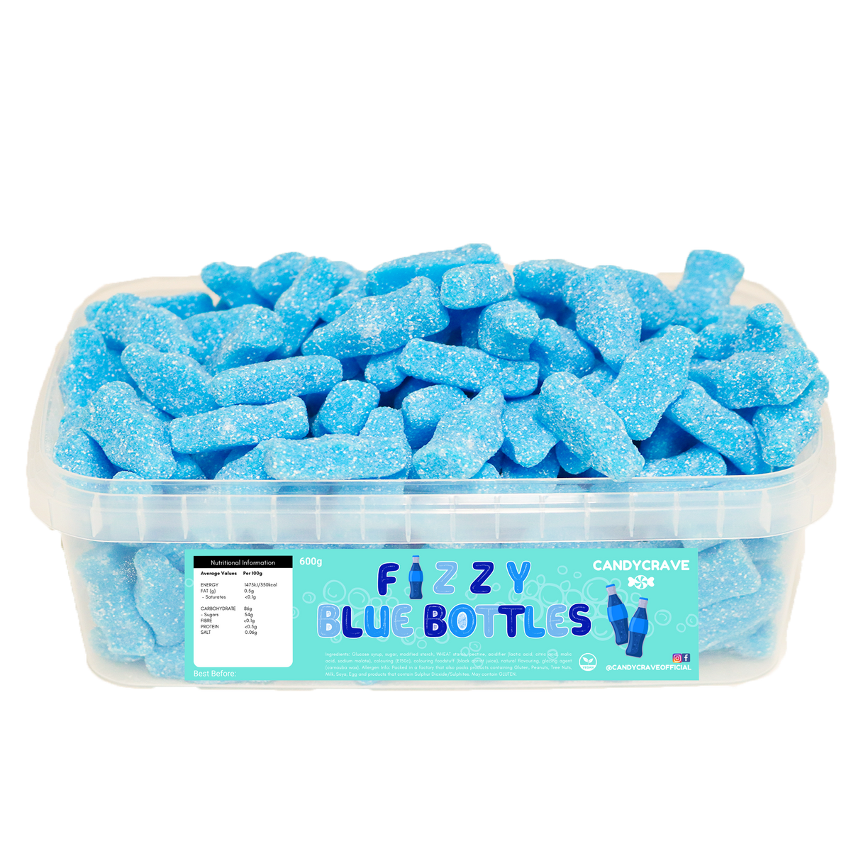 Candycrave Fizzy Blue Bottles Tub 600g