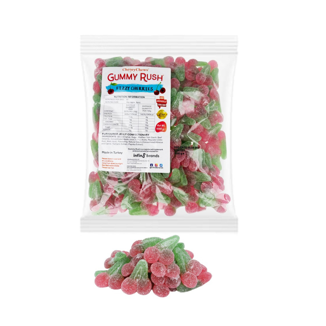 Gummy Rush Fizzy Cherries 1kg – Candycrave