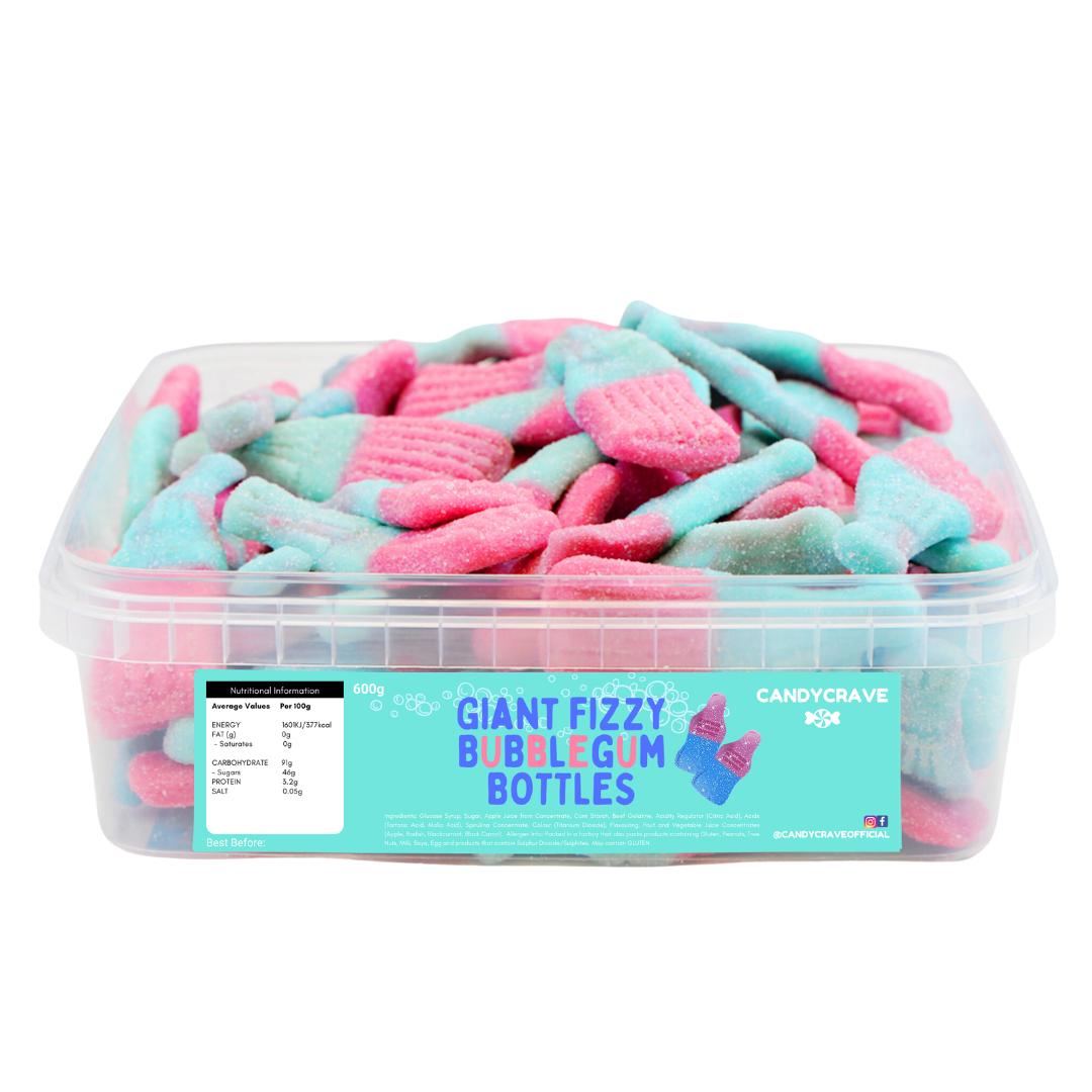 Sweetzone Fizzy Blue Bottles Tub: Halal Bubblegum Fizzy Sweets – Candycrave
