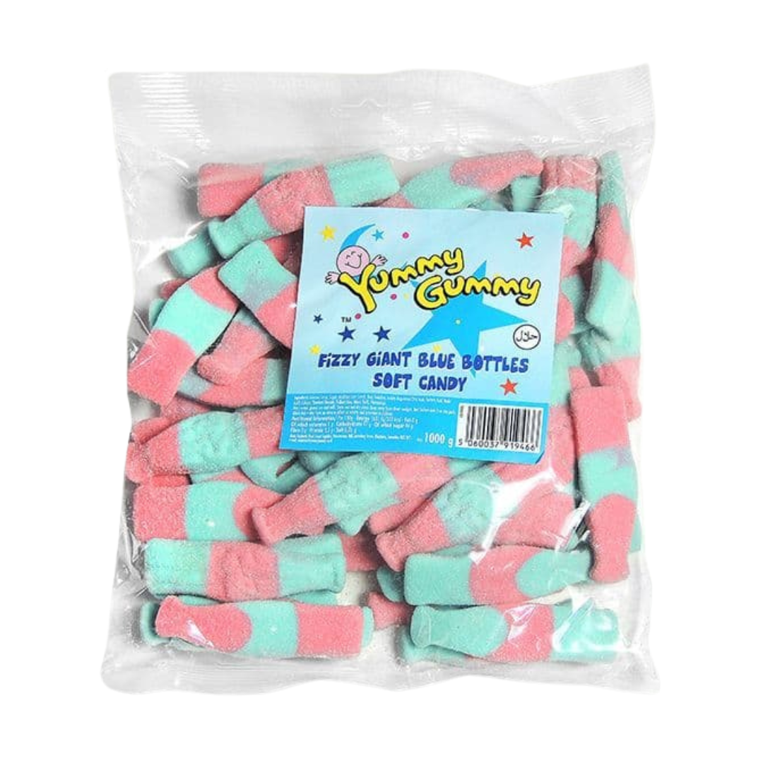 Yummy Gummy Giant Fizzy Blue Bottles 1kg – Candycrave
