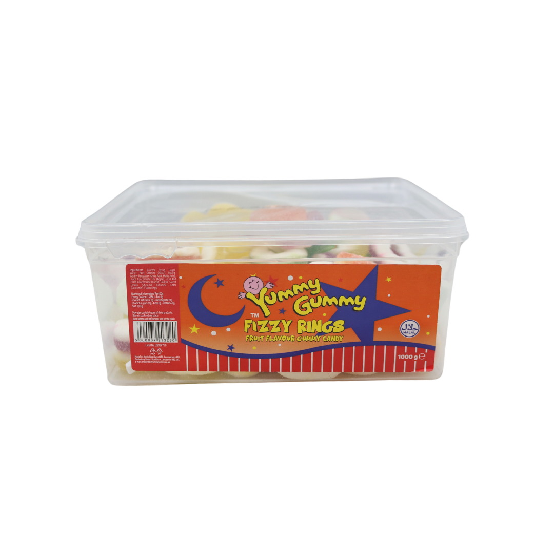 Yummy Gummy Fizzy Rings 1000g Tub – Candycrave