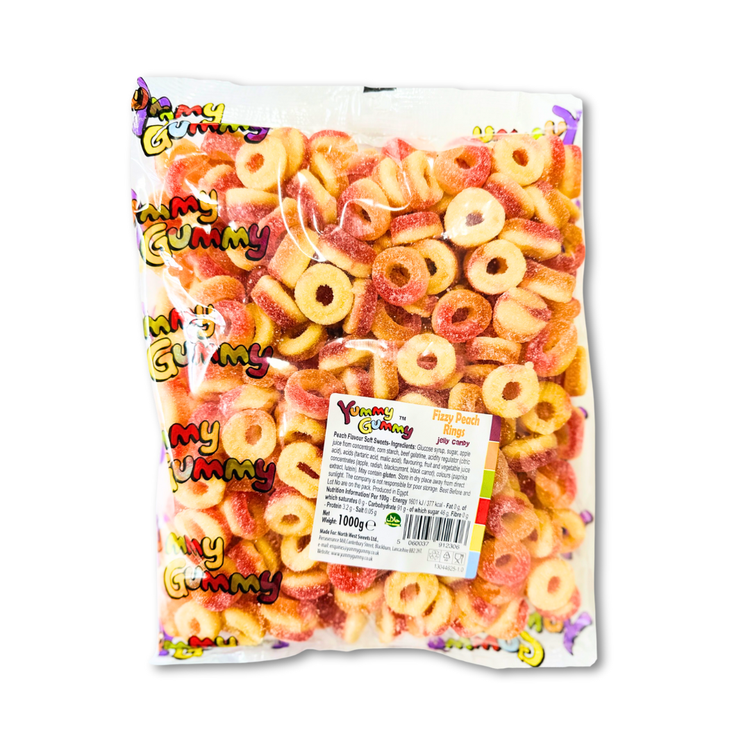 Yummy Gummy Fizzy Peach Rings 1kg – Candycrave