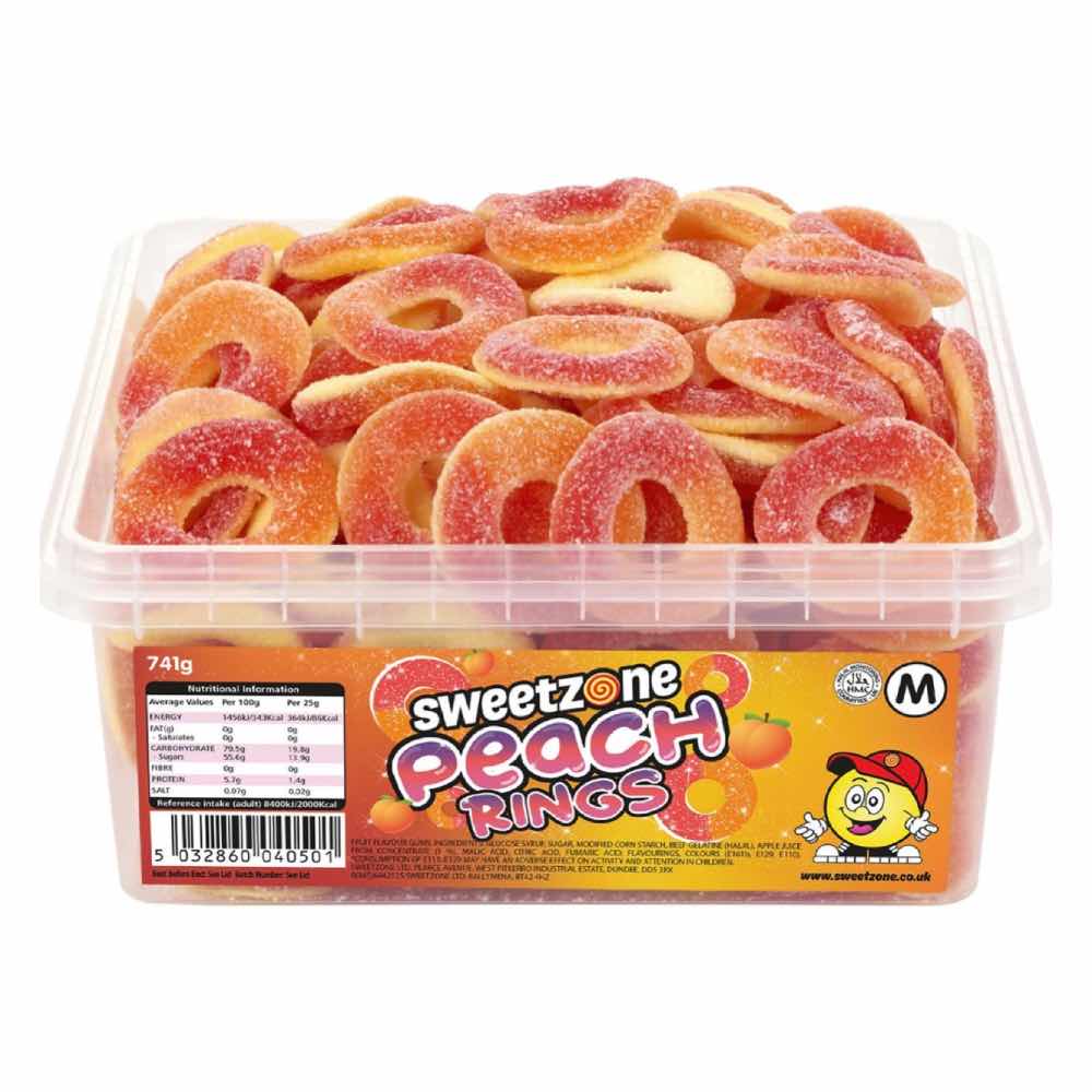 Halal Sweets: Sweetzone Peach Rings Tub 741g – Candycrave