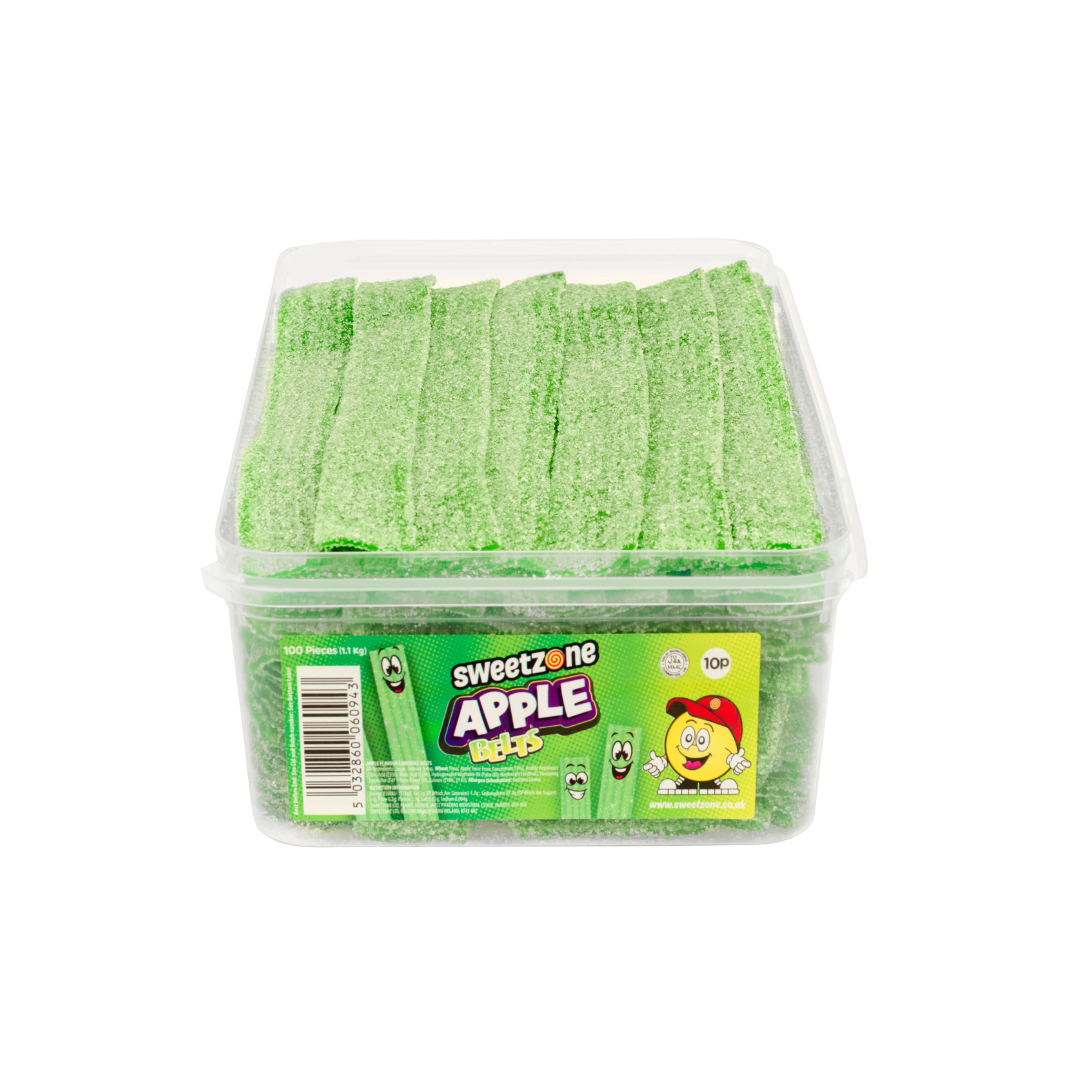 Halal Sweets: Sweetzone Fizzy Apple Belts 100 Count – Candycrave