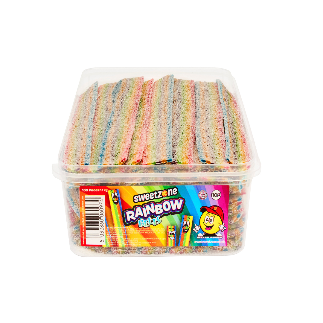 Sweetzone Fizzy Rainbow Belts: 100 Fizzy Halal Belts – Candycrave