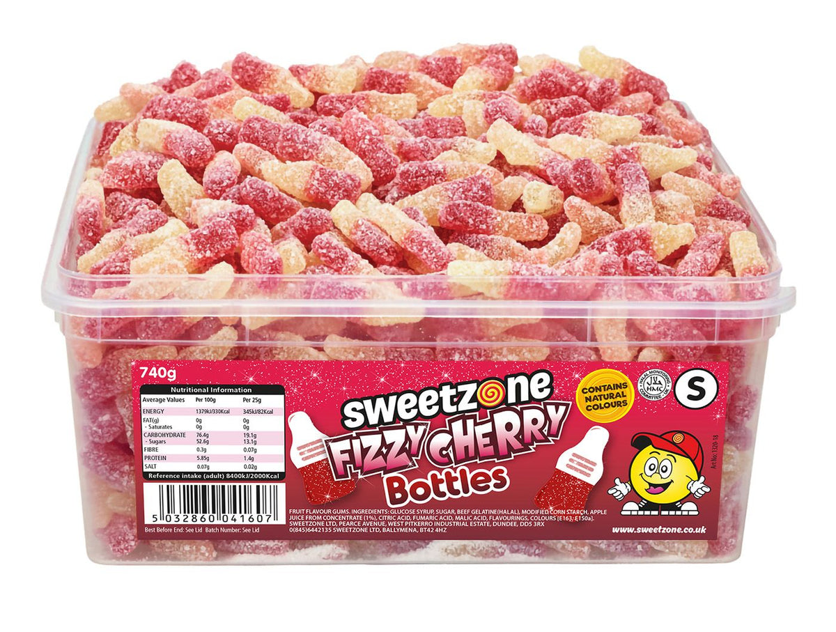 Halal Sweets: Sweetzone Fizzy Cherry Bottles 740g – Candycrave